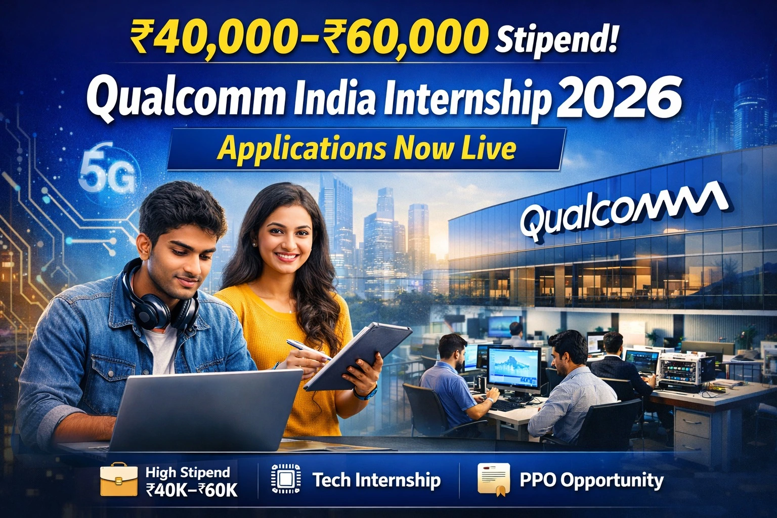 ₹40,000–₹60,000 Stipend! Qualcomm India Internship 2026 Applications ...
